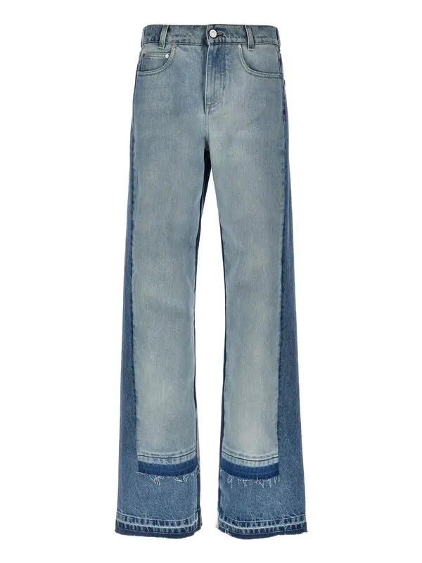 Stella McCartney Layered Cotton Denim Jeans - Light Blue