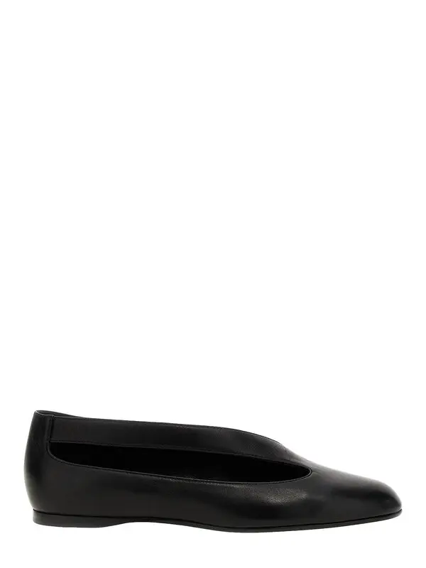 Khaite Diana Asymmetrical Nappa Leather Ballet Flats - Black