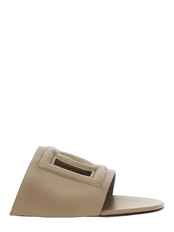 Dolce & Gabbana Leather Dg Cut Out Logo Slides - Gray