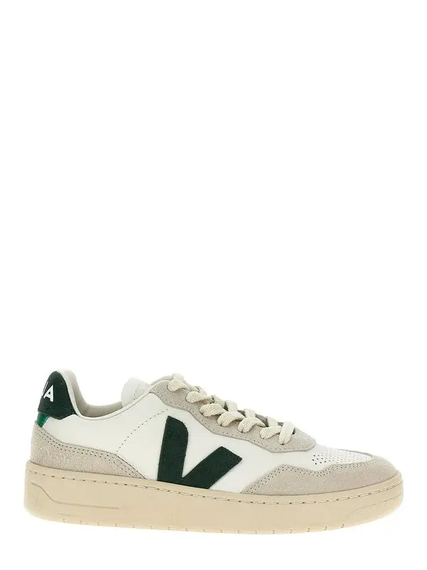 VEJA V-90 Leather And Suede Sneakers - Green
