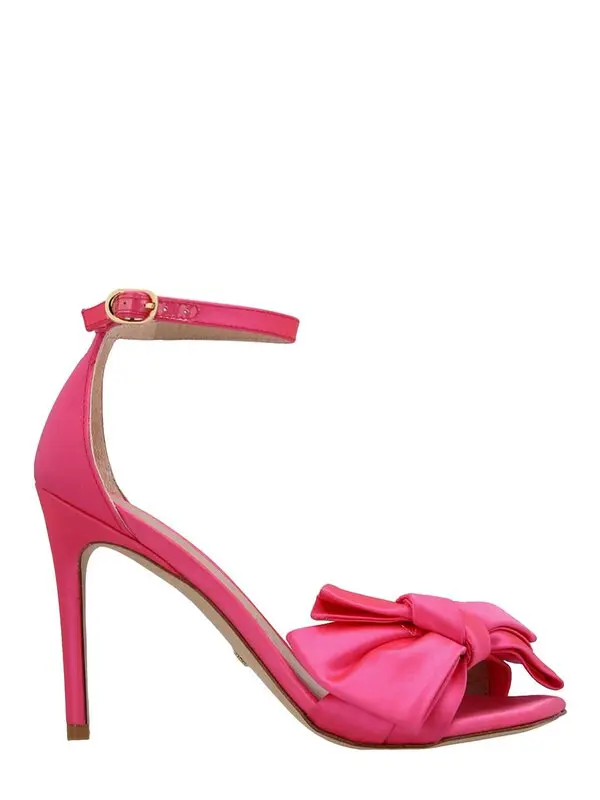 STUART WEITZMAN Nudistcurver Loveknot Satin Sandals - Fuchsia