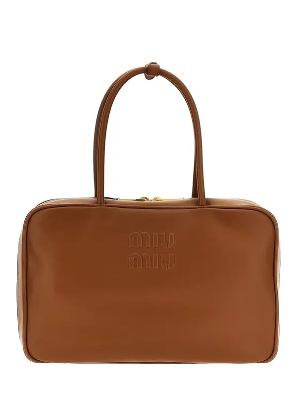 Miu Miu Leather Trunk Handbag - Brown