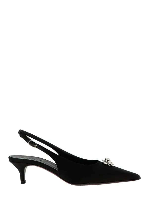 Magda Butrym Rosetta Silk Satin Slingback Pumps - Black