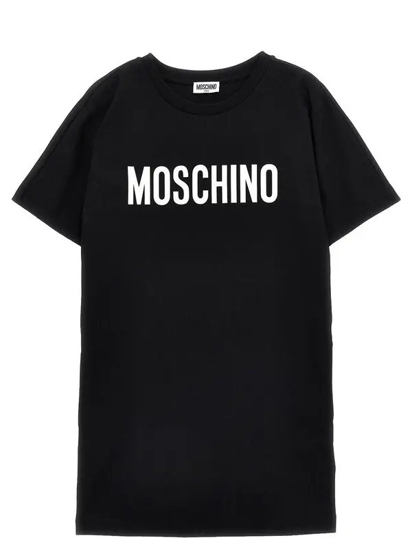 MOSCHINO KID TEEN Logo Print Dress - White/black