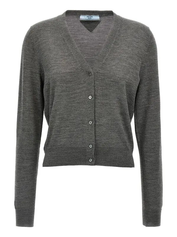Prada Virgin Wool Cardigan - Gray
