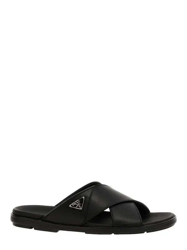 Prada Logo Sandals - Black