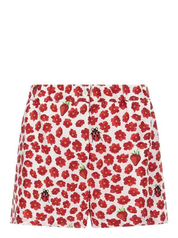 Versace Strawberry Garden Silk Twill Shorts - Multi