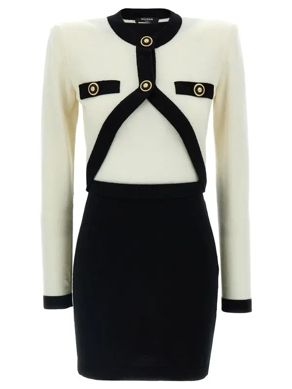 Balmain Filo Leone Catena' Dress - White/black