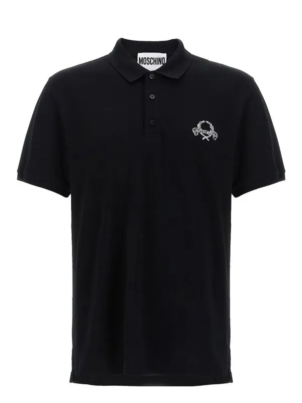 Moschino Logo Embroidery Polo Shirt - Black