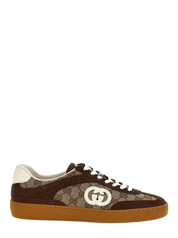 Gucci Incrocio Gg Suede And Fabric Sneakers - Brown