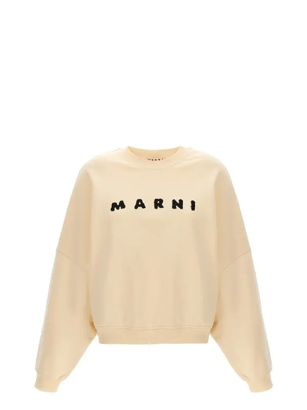Marni Logo Print Cotton Sweatshirt - White