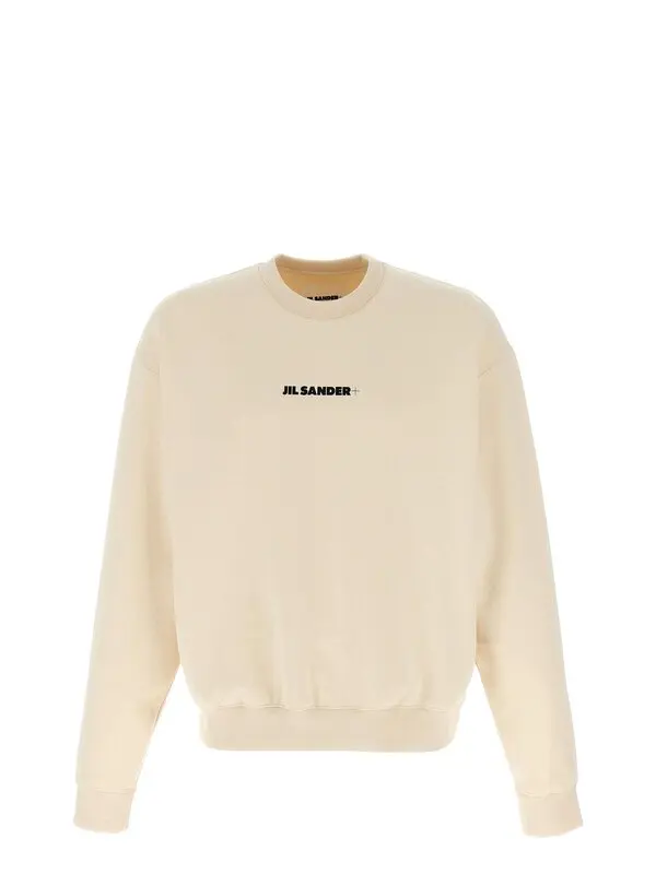 JIL SANDER Logo Brushed Cotton Sweatshirt - Beige