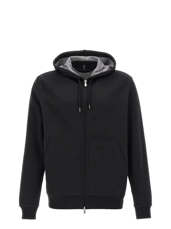 Brunello Cucinelli Cashmere And Silk Blend Zip Hoodie - Black