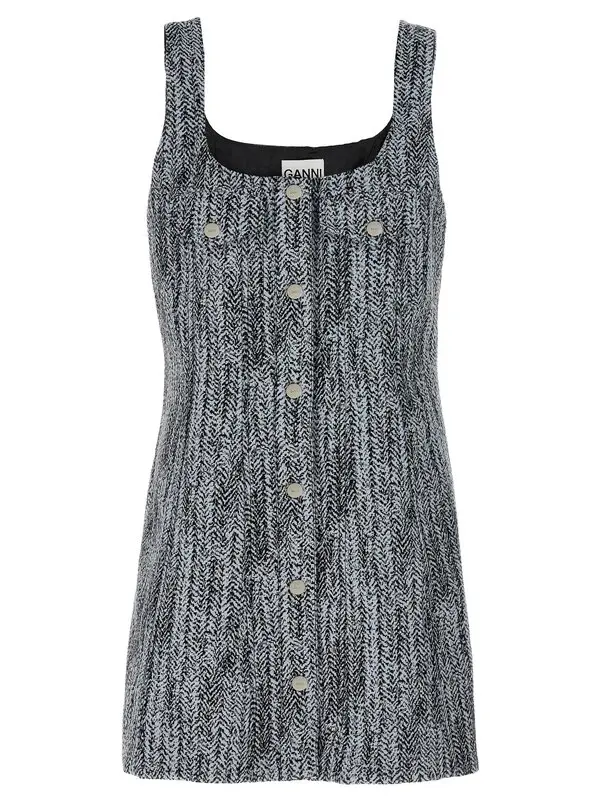 GANNI Tweed Mini Dress - Multi