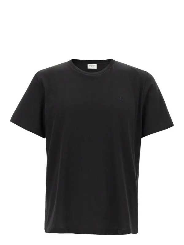 Saint Laurent Cassandre' Embroidery T-shirt - Black