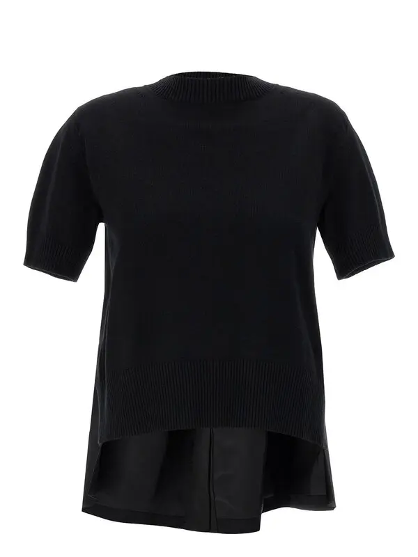 Sacai Patchwork Cotton Blend Sweater - Black