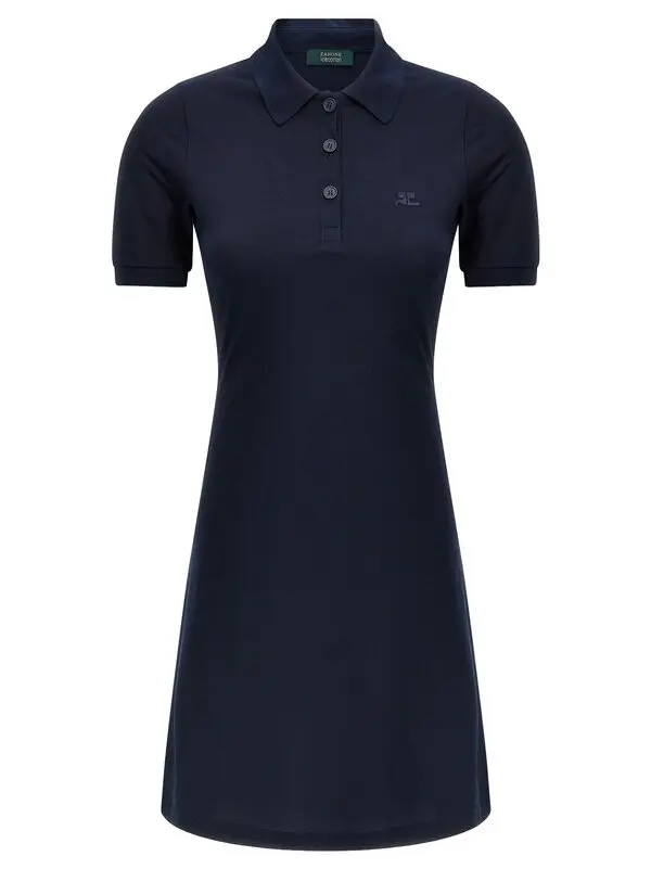 COURREGES Piqué Polo Dress - Blue