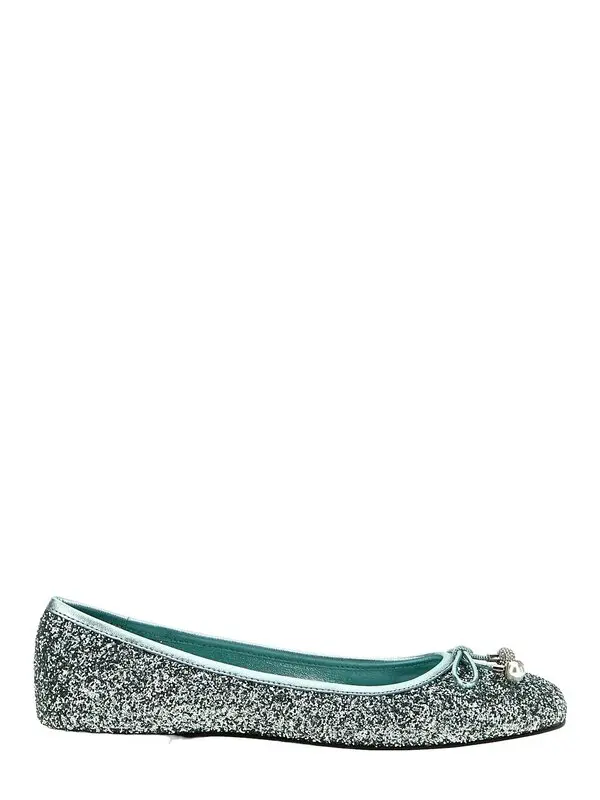 JIMMY CHOO Elme Glitter Ballerina Flats - Green