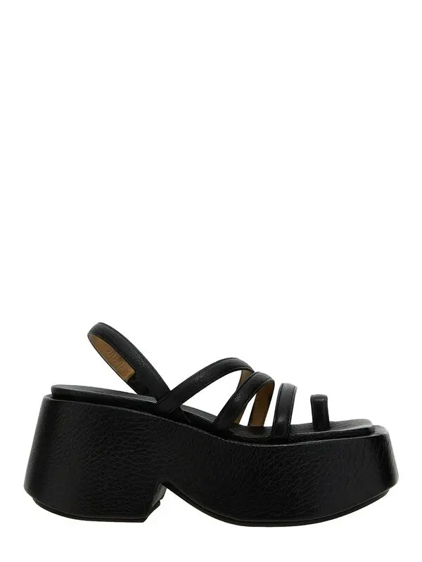 Marsèll Zeppo Hammered Leather Sandals - Black