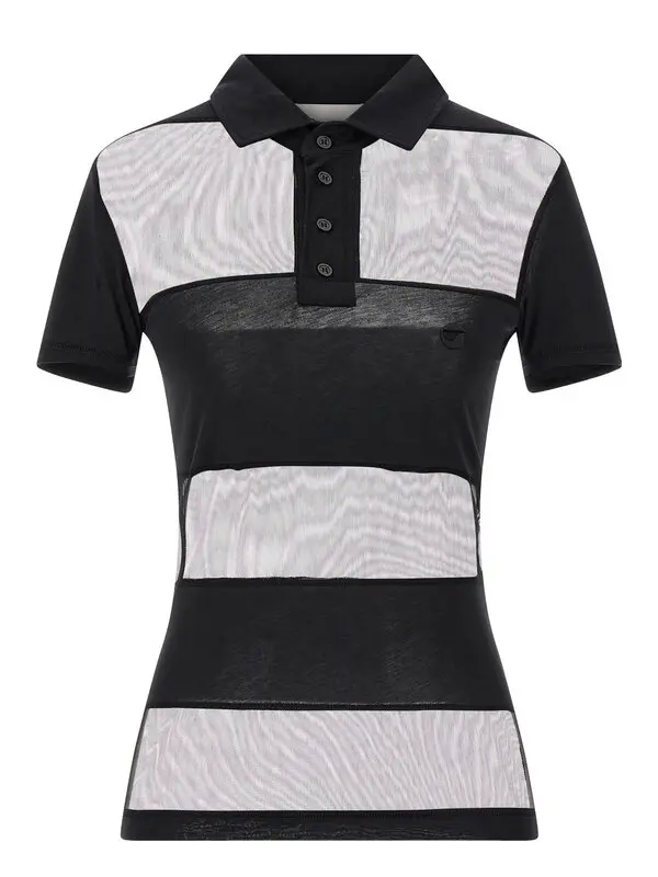 Coperni Sheer Striped' Polo Shirt - Black