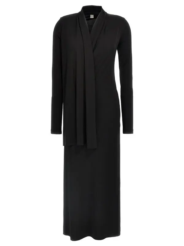 TOTEME Overlapped Jersey Dress - Black