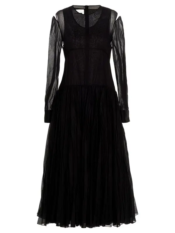 JIL SANDER Pleated Skirt Dress - Black