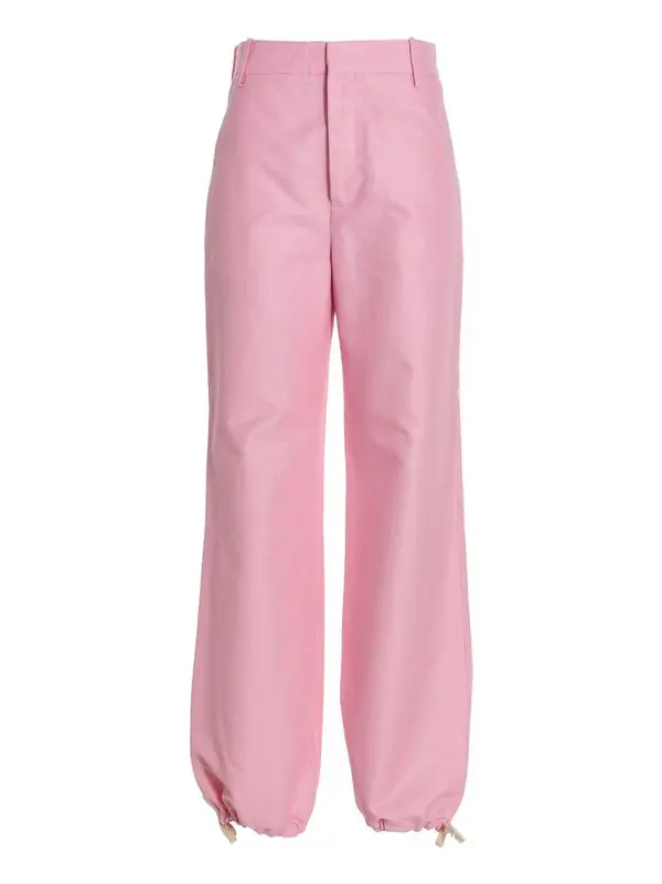 Marni Logo Embroidery Linen Blend Trousers - Pink