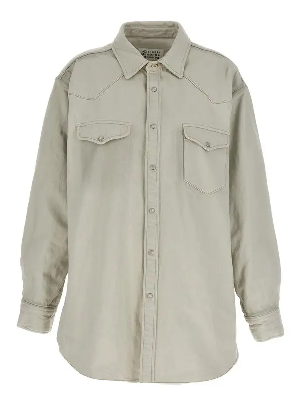 MAISON MARGIELA Padded Cotton Denim Overshirt - White