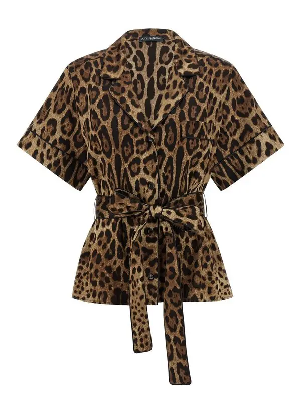Dolce & Gabbana Animal Print Silk Shirt - Brown