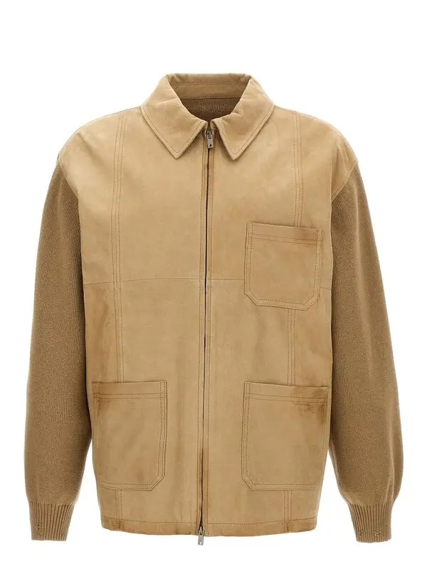 GOLDEN GOOSE Neil Wool Blend And Nubuck Leather Jacket - Beige