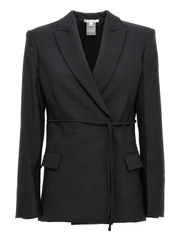 NENSI DOJAKA Double Breast Drawstring Blazer Jacket - Black