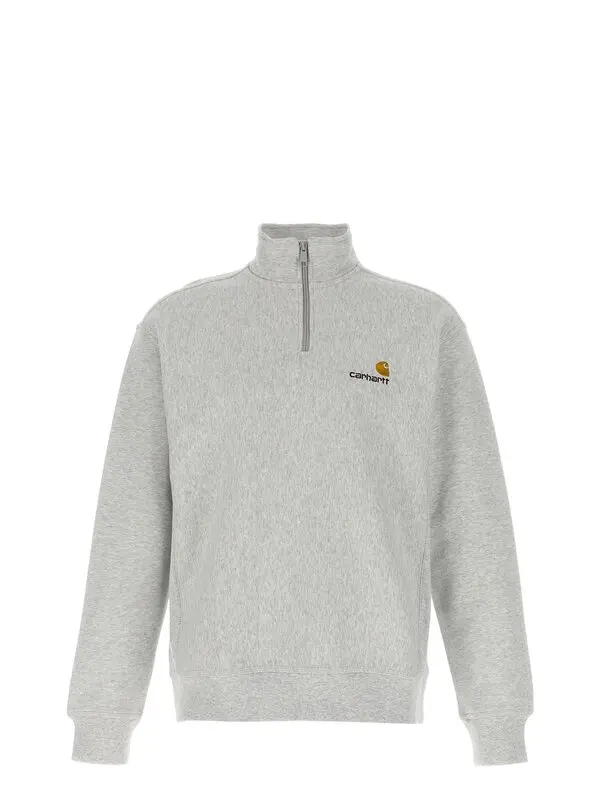 Carhartt Work In Progress American Script Half Zip Sweatshirt - Gray