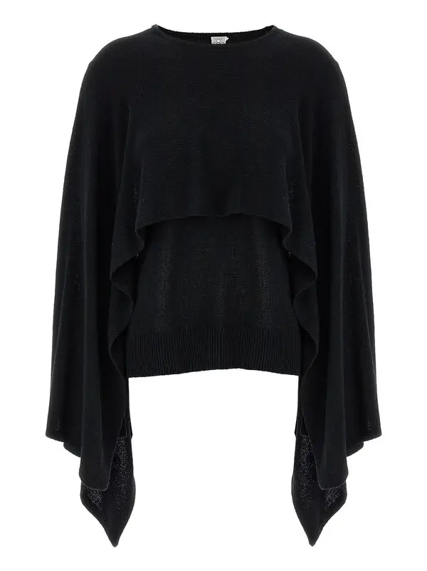 TOTEME Knitted Silk Cape Sweater - Black