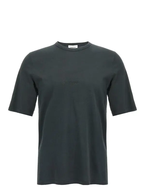 Saint Laurent Logo Embroidery T-shirt - Black