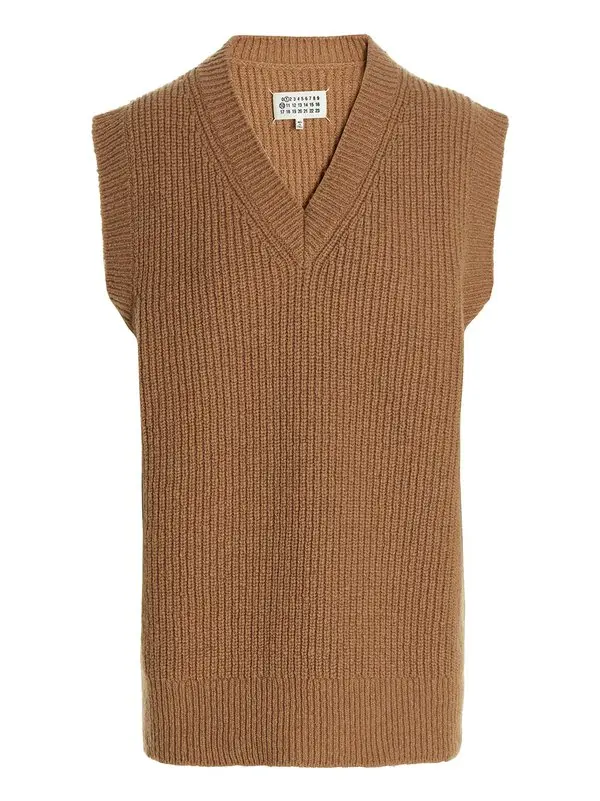 MAISON MARGIELA V-neck Cashmere-blend Knit Vest - Beige