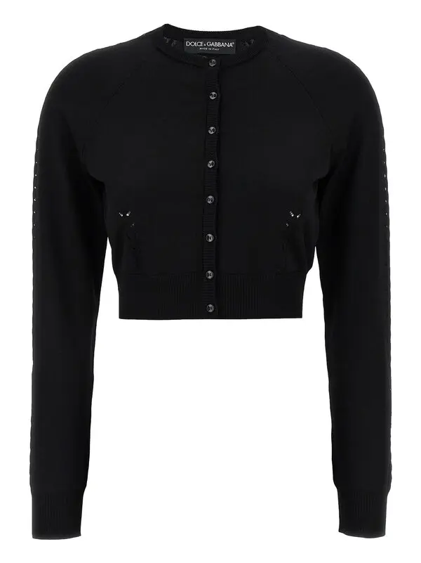 Dolce & Gabbana Viscose Cropped Cardigan - Black