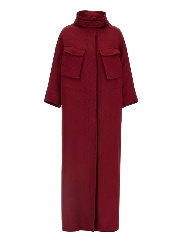 Gucci Gg Jacquard Long Coat - Red