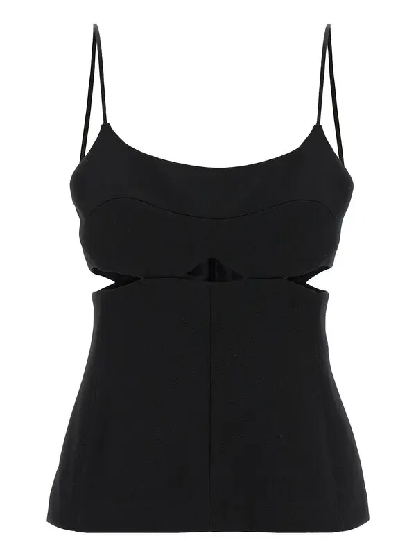 Victoria Beckham Cut-out Grain Depoudre Cami Top - Black