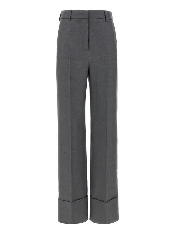 Valentino Garavani Virgin Wool Wide Leg Trousers - Gray