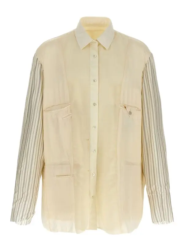 MAISON MARGIELA Anonymity Of The Lining' Bi-material Mohair Blend Jacket - Beige