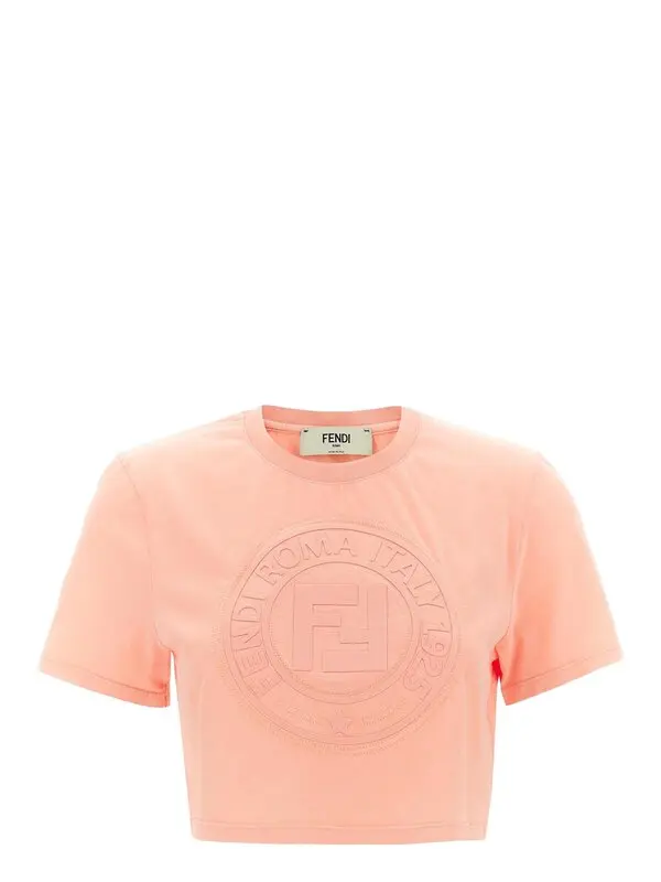 Fendi 3d Roma Cotton Crop T-shirt - Pink
