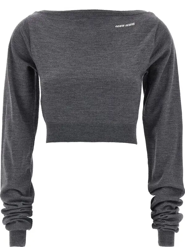 Miu Miu Cropped Knit Top - Gray