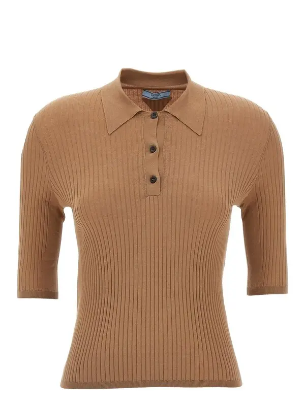 Prada Knitted Polo Shirt - Beige
