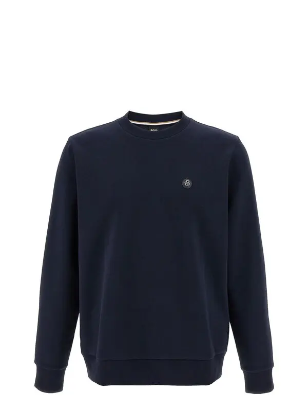 Hugo Boss Cotton Blend Logo Sweatshirt - Blue