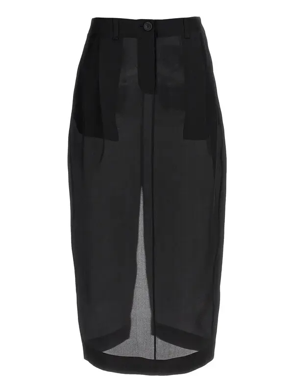 Khaite Lucian Silk Organza Midi Skirt - Black
