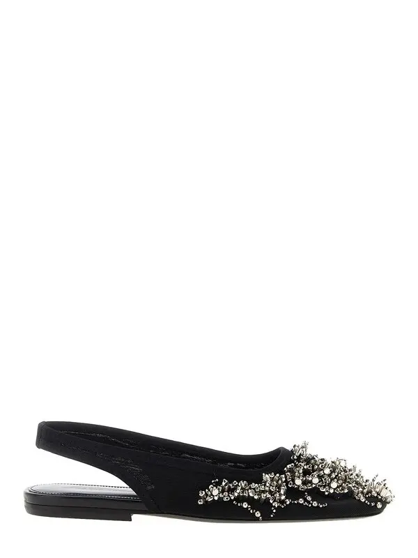 Dries Van Noten Embroidered Slingback - Black