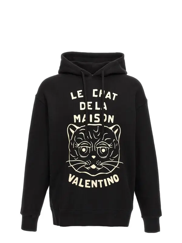 Valentino Garavani Printed Cotton Hoodie - Black