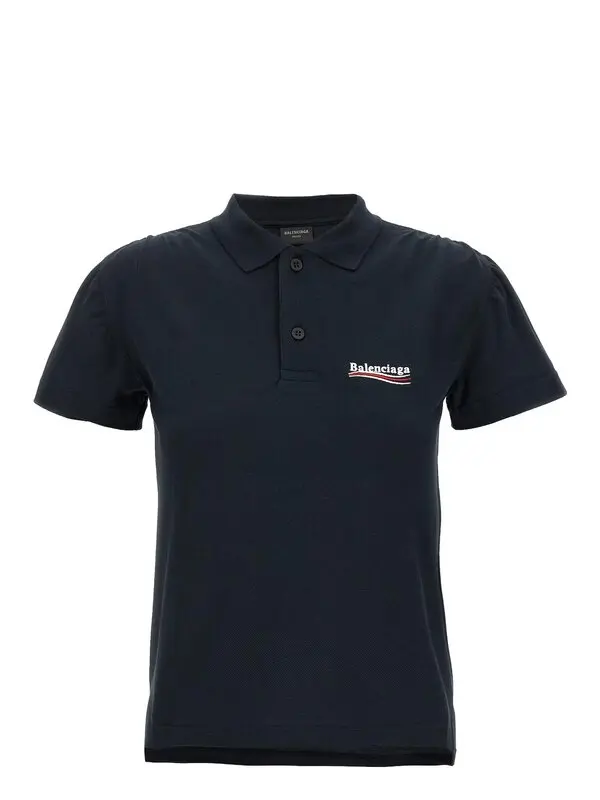 Balenciaga Logo Embroidery Polo Shirt - Blue