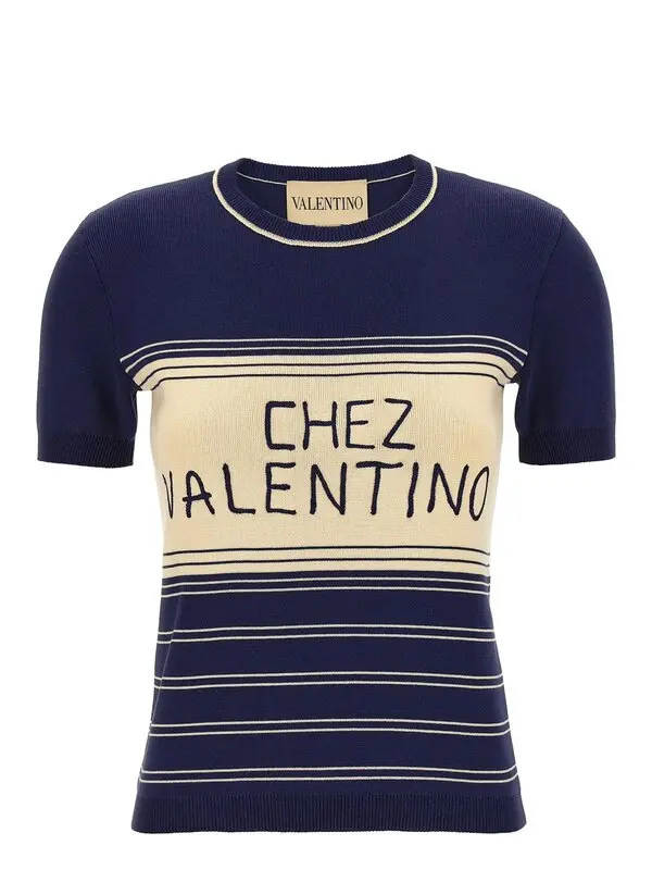 Valentino Garavani Chez Cotton Knit T-shirt - Blue