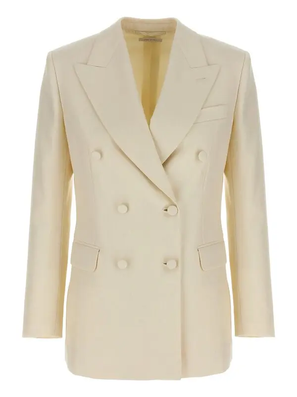 Brioni Flavia Silk And Wool-blend Blazer - White